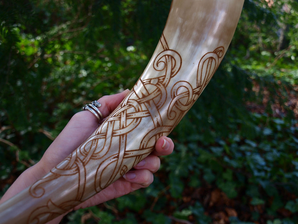 Jormungandr Pyrography Horn – Northern Fire Designs